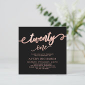 Elegant Twenty One Rose Gold Script 21st Birthday Invitation | Zazzle