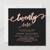 Elegant Twenty One Rose Gold Script 21st Birthday Invitation | Zazzle