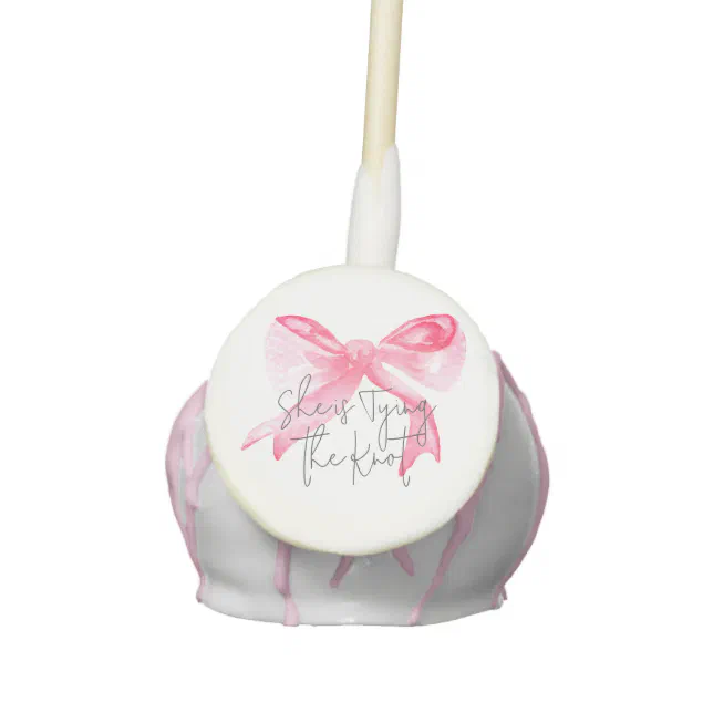 Elegant Tying the Knot Pink Bow Bridal Shower Cake Pops | Zazzle
