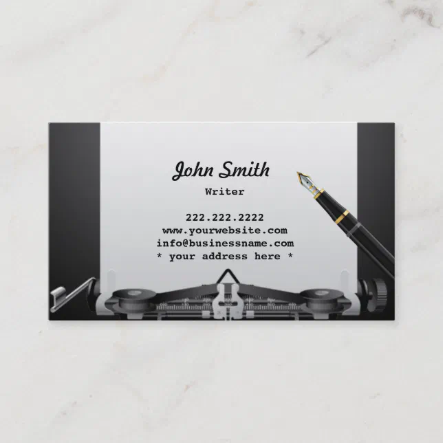 Elegant Typewriter and Pen Writer Business Card | Zazzle
