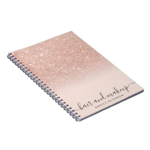 elegant typography blush rose gold glitter ombre notebook | Zazzle