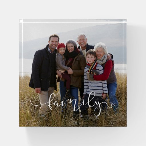 Elegant Typography | Custom Family Photo Paperweight | Zazzle