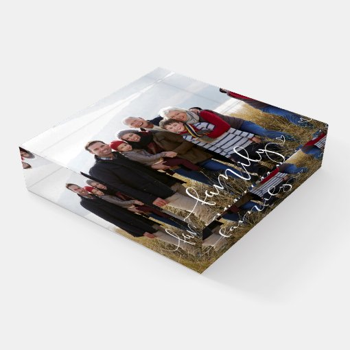 Elegant Typography | Custom Family Photo Paperweight | Zazzle