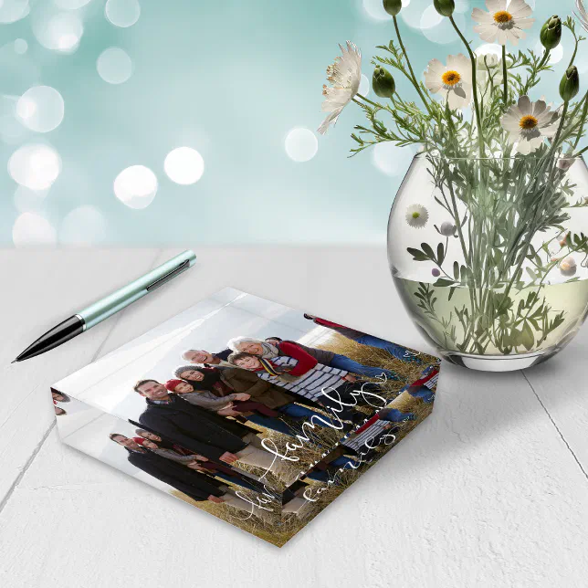 Elegant Typography | Custom Family Photo Paperweight | Zazzle