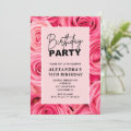 Elegant Typography Floral Pink Roses 76th birthday Invitation | Zazzle