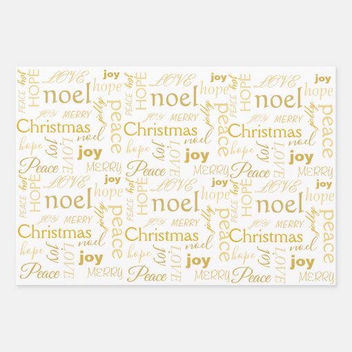 Elegant Typography Gold Christmas Wrapping Paper Sheets | Zazzle