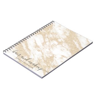 elegant typography gold glitter marble hair makeup notebook | Zazzle