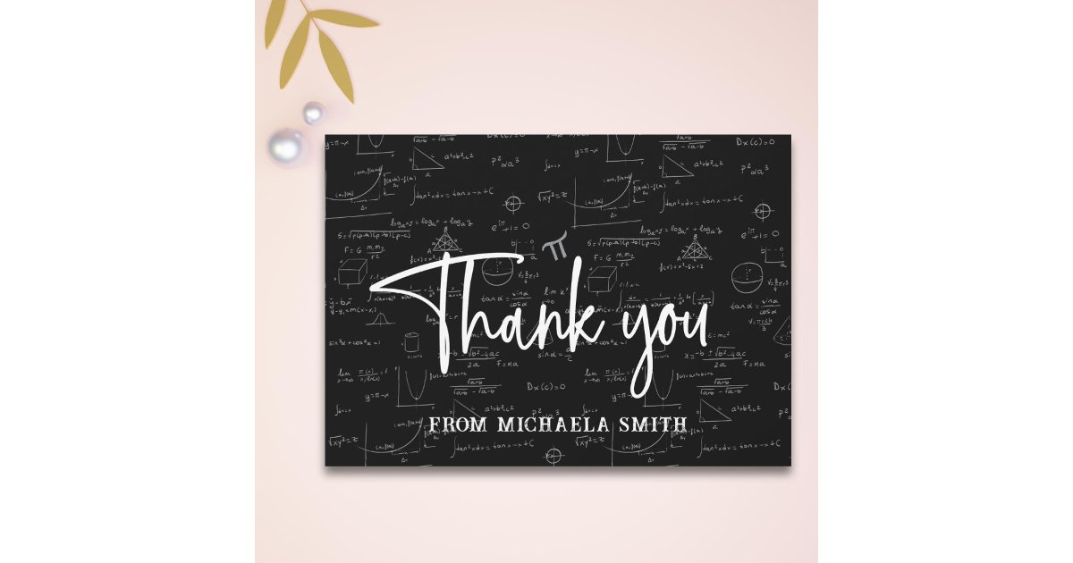 Elegant Typography Mathematics Formulas Graduation Thank You Card | Zazzle