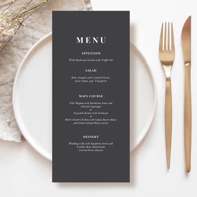 Elegant Typography Menu | Zazzle