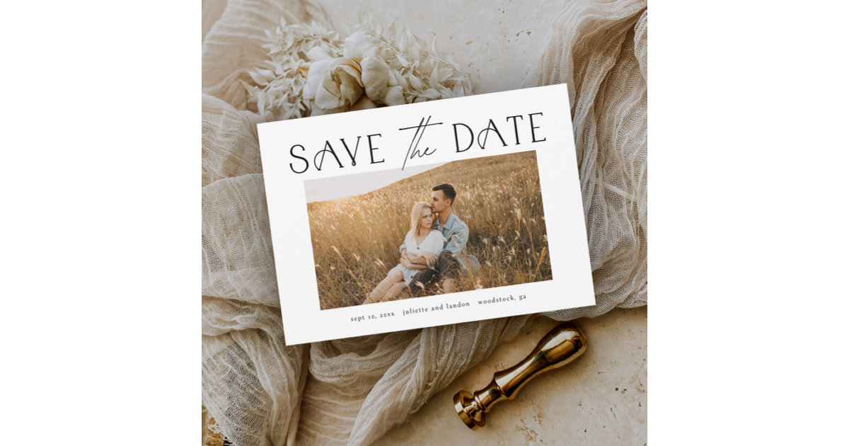 Elegant Typography Photo Wedding Save The Date | Zazzle