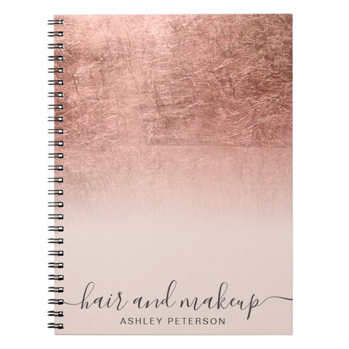 elegant typography rose gold foil ombre blush notebook | Zazzle.com
