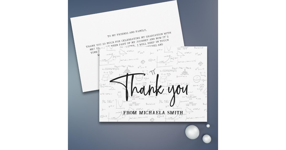 Elegant Typography Script Math Graduation Thank You Card | Zazzle