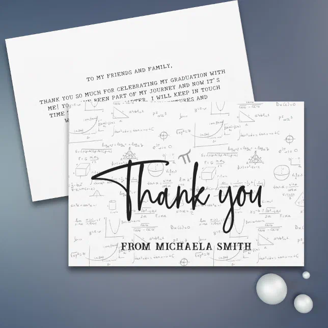 Elegant Typography Script Math Graduation Thank You Card | Zazzle