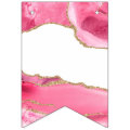 Elegant Typography Script Pink Agate Wedding Décor Bunting Flags | Zazzle