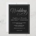 Elegant Typography Silver on Black Formal Wedding Invitation | Zazzle