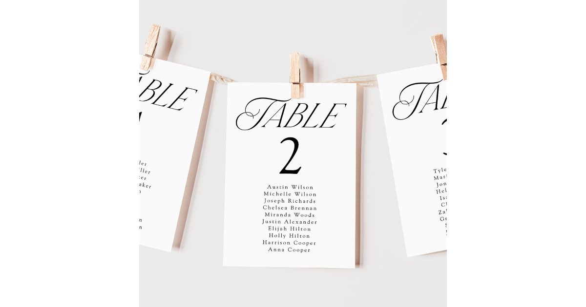 Elegant Typography Table Number Seating Chart | Zazzle