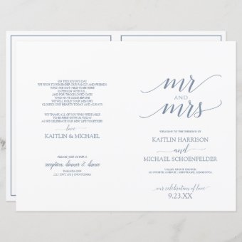 Elegant Typography Wedding Programs Dusty Blue | Zazzle