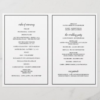 Elegant Typography Wedding Programs in Black | Zazzle