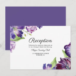 Elegant Ultra Violet Watercolor Tulips Reception Enclosure Card | Zazzle