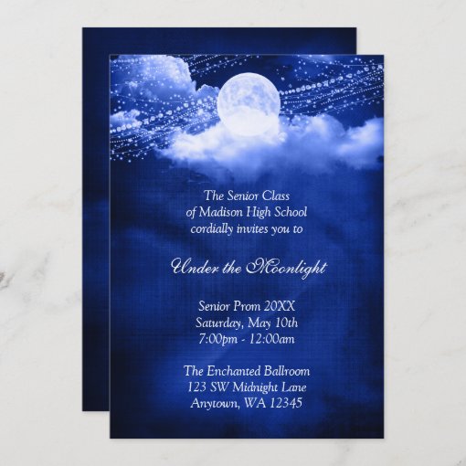 Elegant Under the Moonlight Prom Formal Dance Invitation | Zazzle