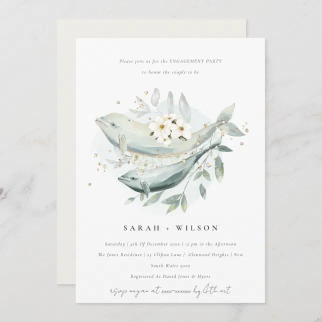 Elegant Underwater Floral Fish Engagement Invite | Zazzle