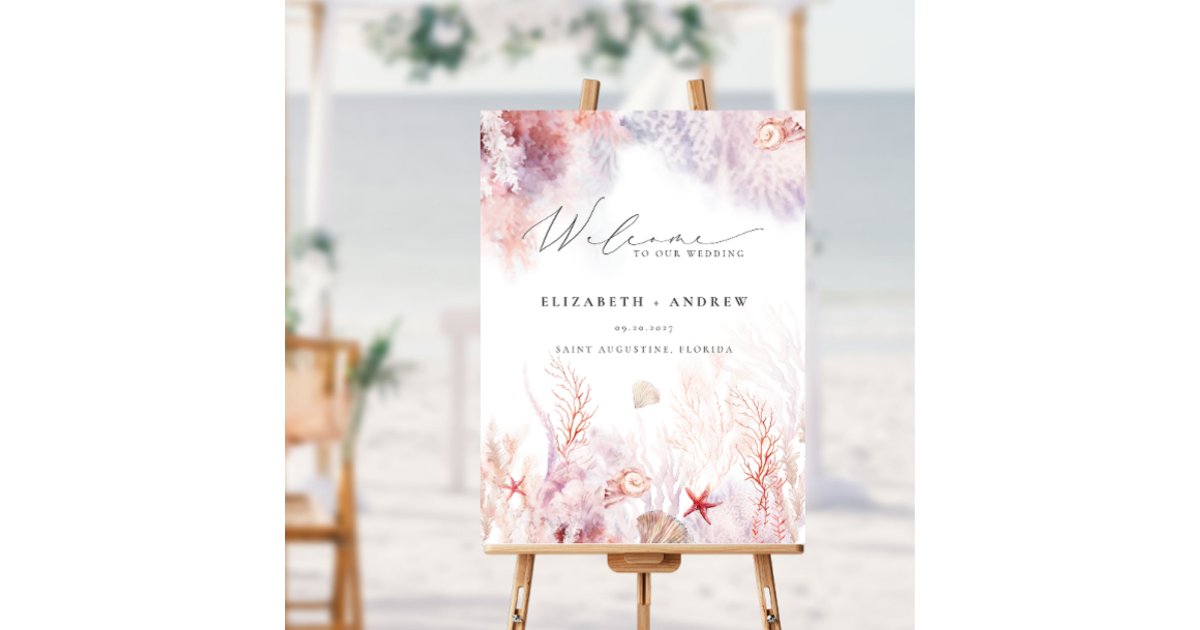 Elegant Underwater Seaweed Coral Wedding Welcome Foam Board | Zazzle
