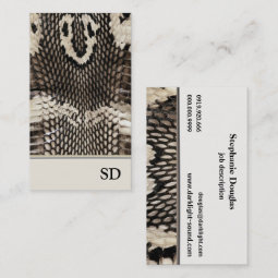 Elegant Unique Cobra Snake Skin Print Design Business Card | Zazzle