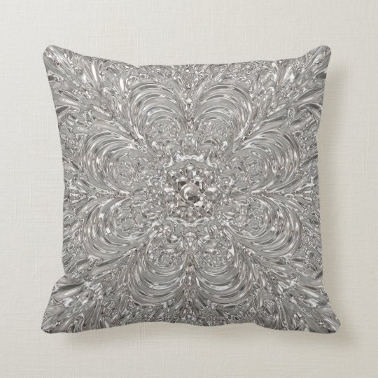 Elegant Unique Silver Metallic Glass Design Throw Throw Pillow | Zazzle.com