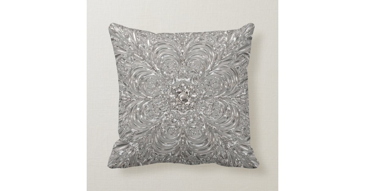 Elegant Unique Silver Metallic Glass Design Throw Throw Pillow | Zazzle.com