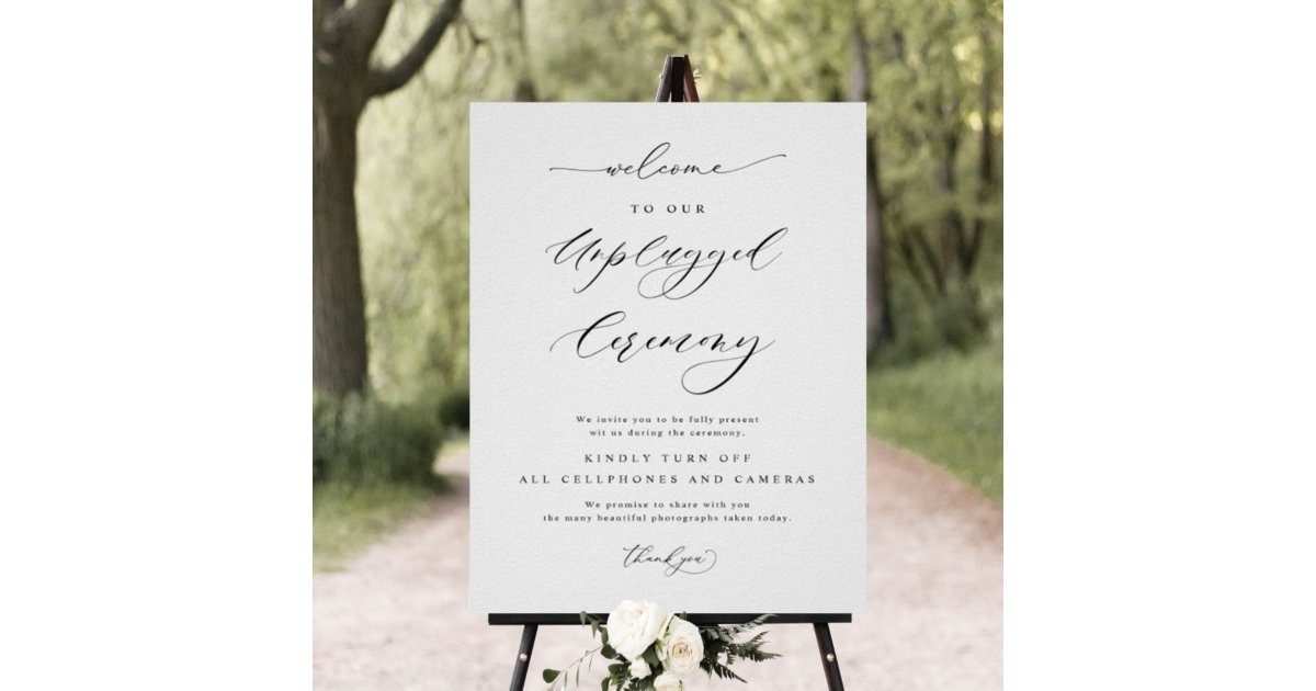 Elegant Unplugged Ceremony Vertical Wedding Sign | Zazzle