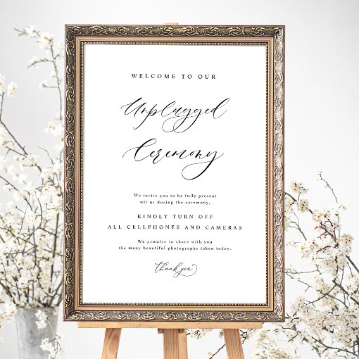 Elegant Unplugged Ceremony Wedding Vertical Sign | Zazzle
