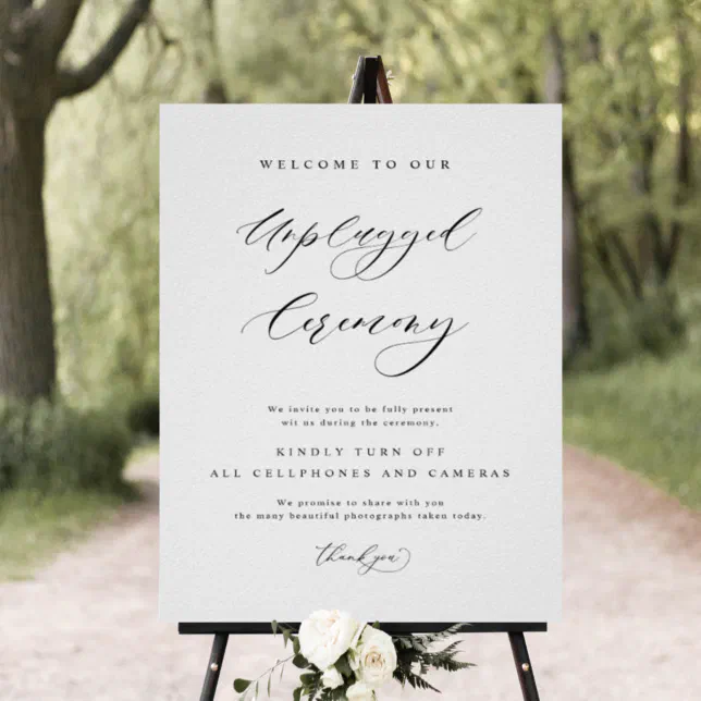 Elegant Unplugged Ceremony Wedding Vertical Sign | Zazzle