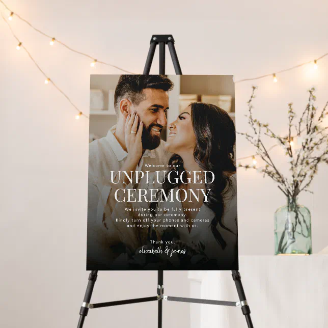 Elegant Unplugged Ceremony Wedding Welcome Sign | Zazzle