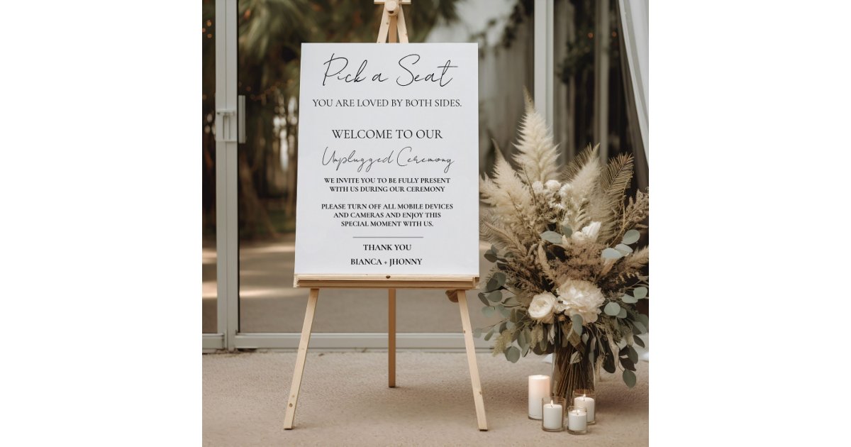 Elegant Unplugged Ceremony Wedding Welcome Sign | Zazzle Elegant Unplugged Ceremony Wedding Welcome Sign | Zazzle
