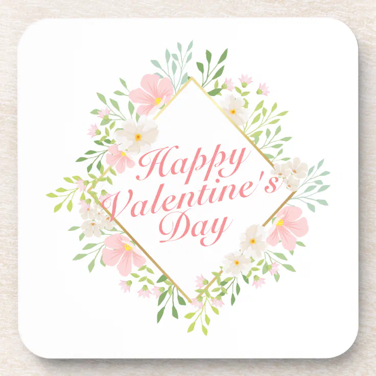 Elegant Valentine's Day Floral Frame Coaster | Zazzle