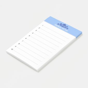 Elegant Vector on Light Blue Things To Do Post-it Notes | Zazzle