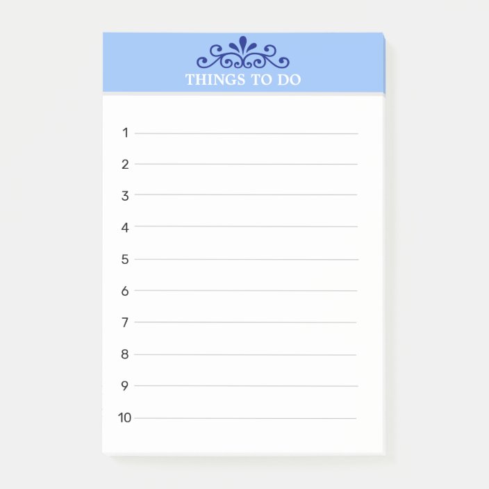 Elegant Vector on Light Blue Things To Do Post-it Notes | Zazzle.com