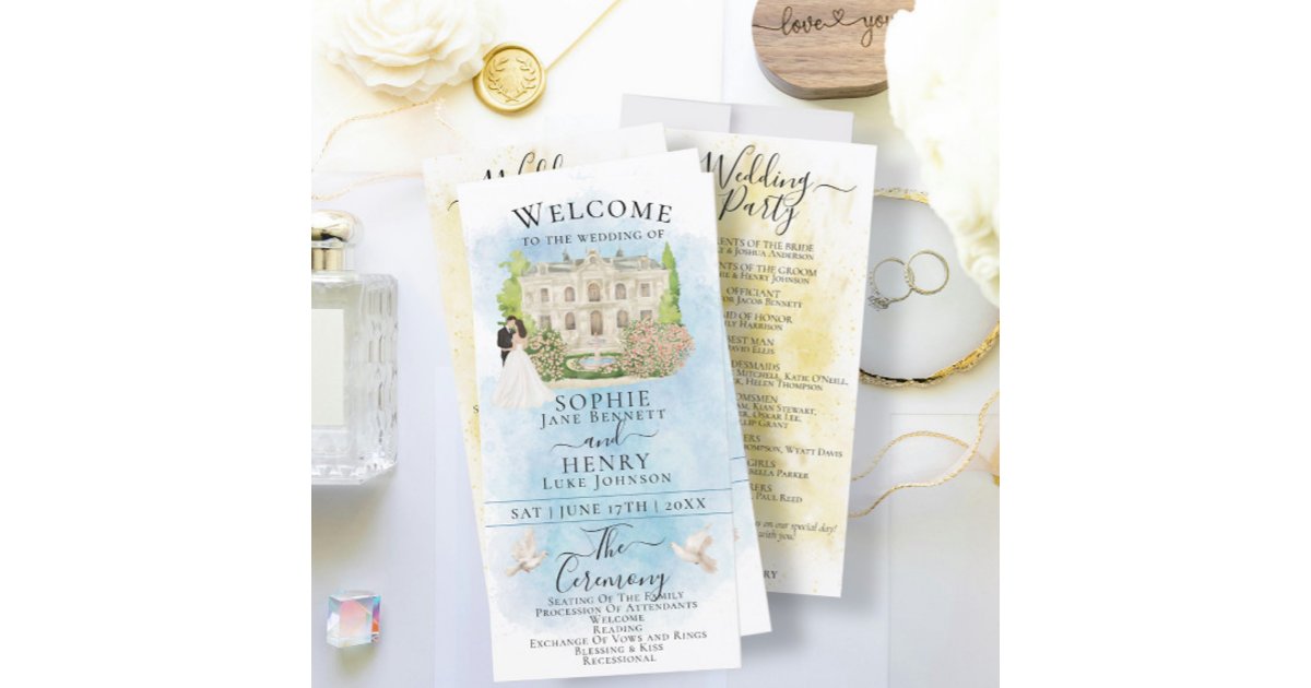Elegant Venue Bride Groom Luxury Wedding Program | Zazzle