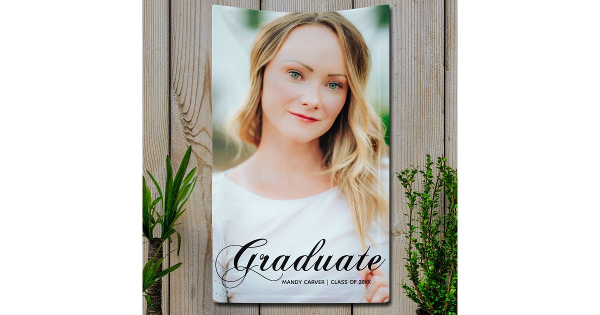 Elegant Vertical Graduate Photo Graduation Party Banner | Zazzle