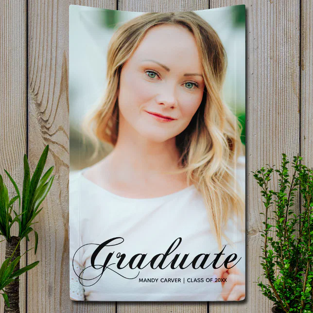 Elegant Vertical Graduate Photo Graduation Party Banner | Zazzle