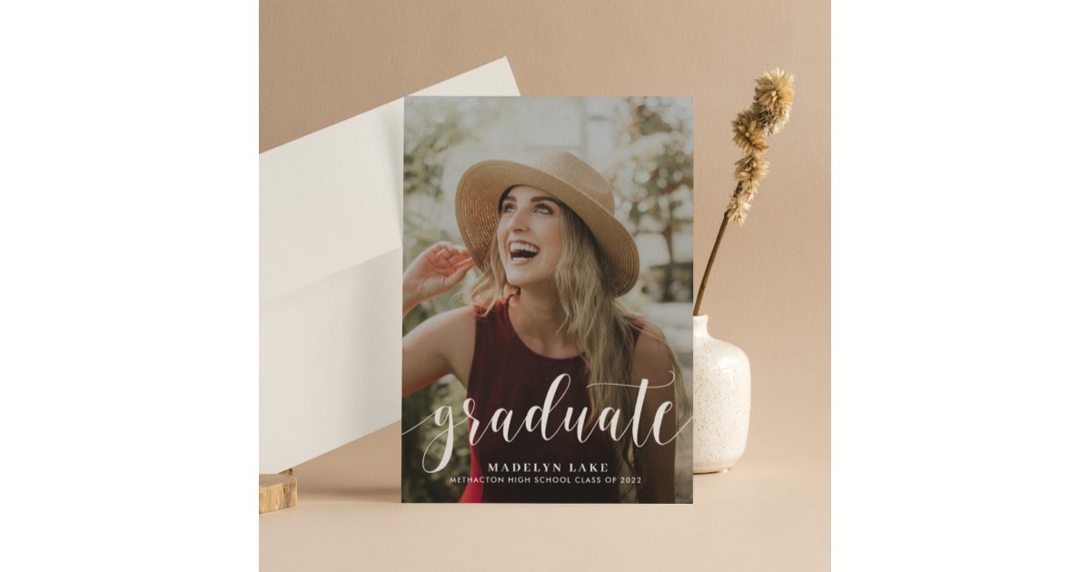 Elegant Vertical One Photo Graduation Party Invitation | Zazzle