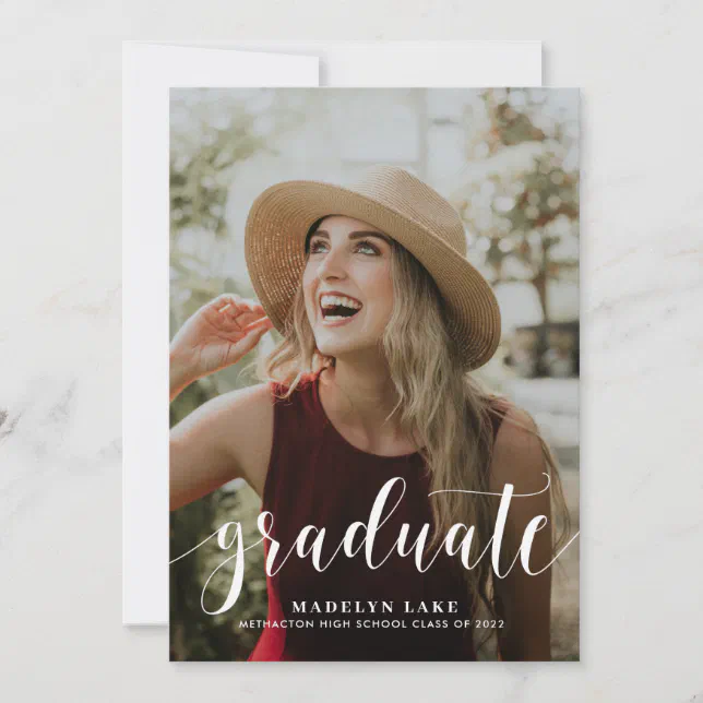 Elegant Vertical Photo Graduation Announcement | Zazzle