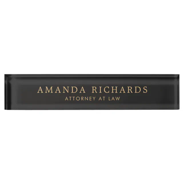 Elegant very dark gray trendy desk name plate | Zazzle