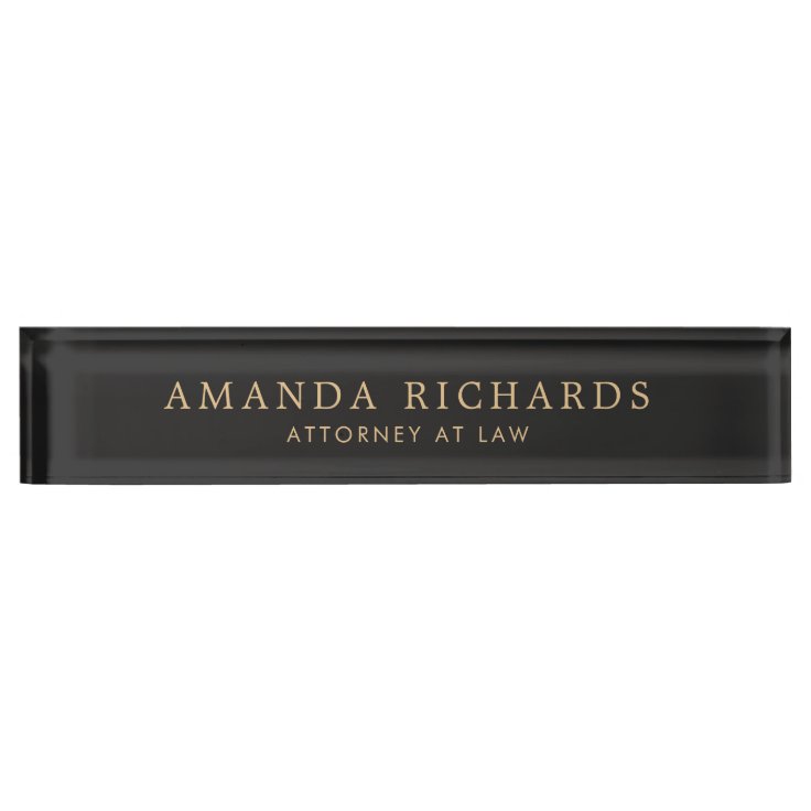 Elegant very dark gray trendy desk name plate | Zazzle