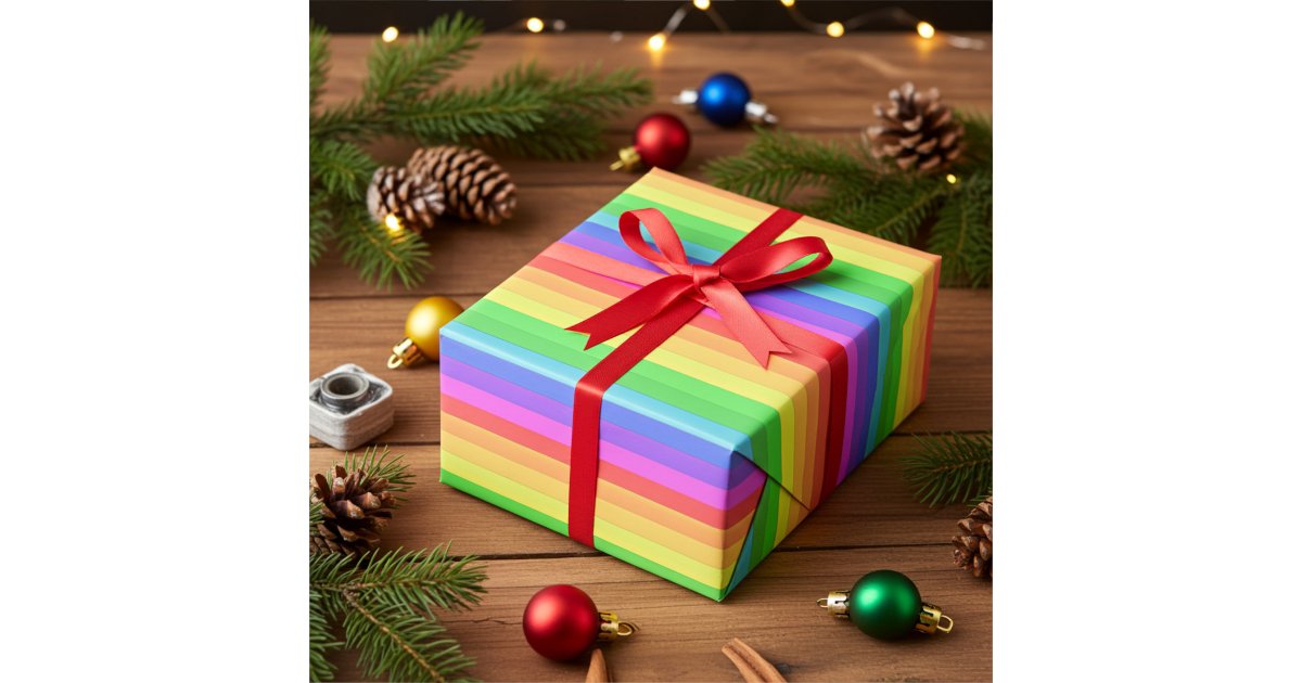 Elegant Vibrant Rainbow Stripes Wrapping Paper | Zazzle