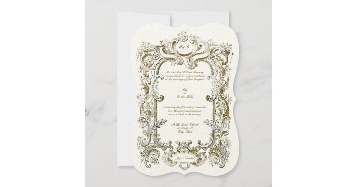 Elegant Victorian 1845 Cartouche Invitation | Zazzle