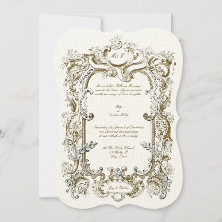 Elegant Victorian 1845 Cartouche Invitation | Zazzle