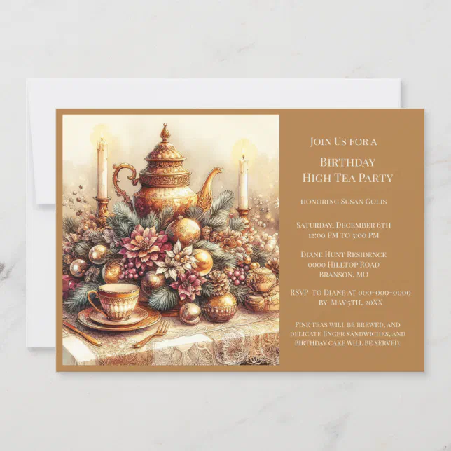 Elegant Victorian Birthday Tea Party Invitation | Zazzle