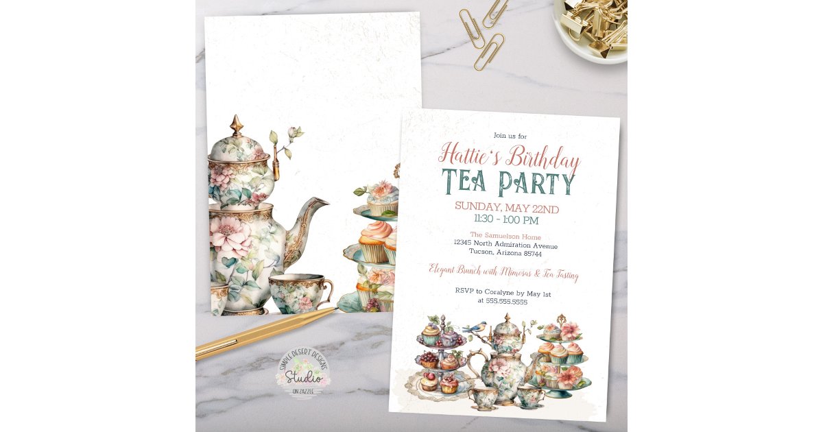 Elegant Victorian Birthday Tea Party Invitation | Zazzle