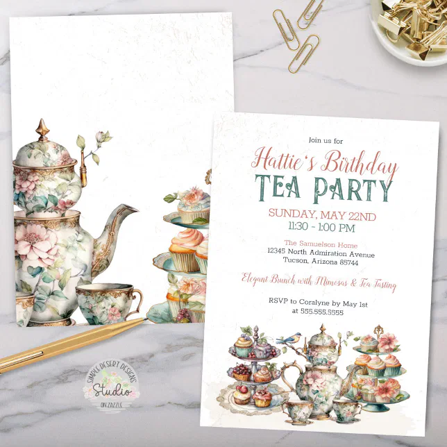 Elegant Victorian Birthday Tea Party Invitation | Zazzle